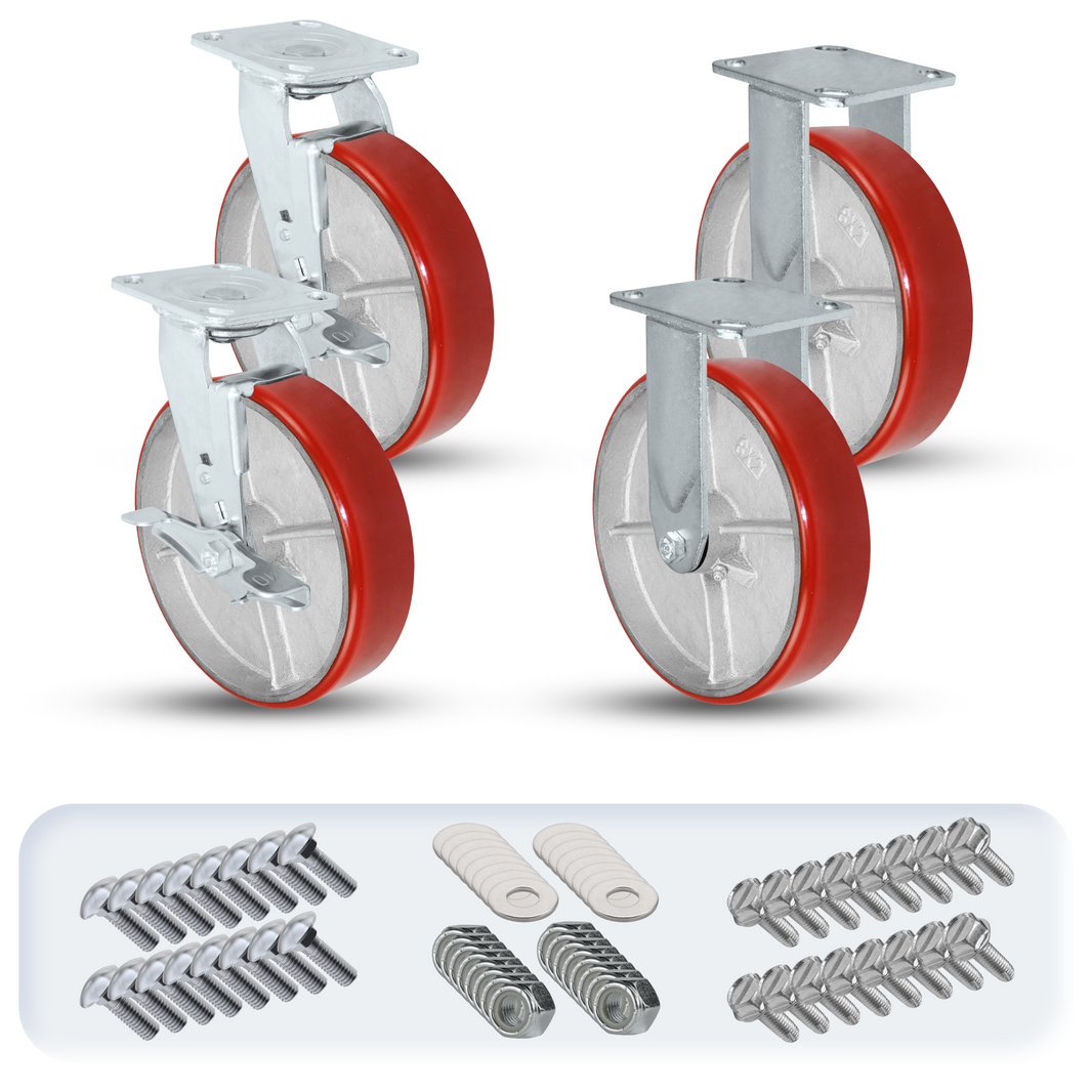 Red Polyurethane on Iron Casters and Sets – Versatile & Durable ...